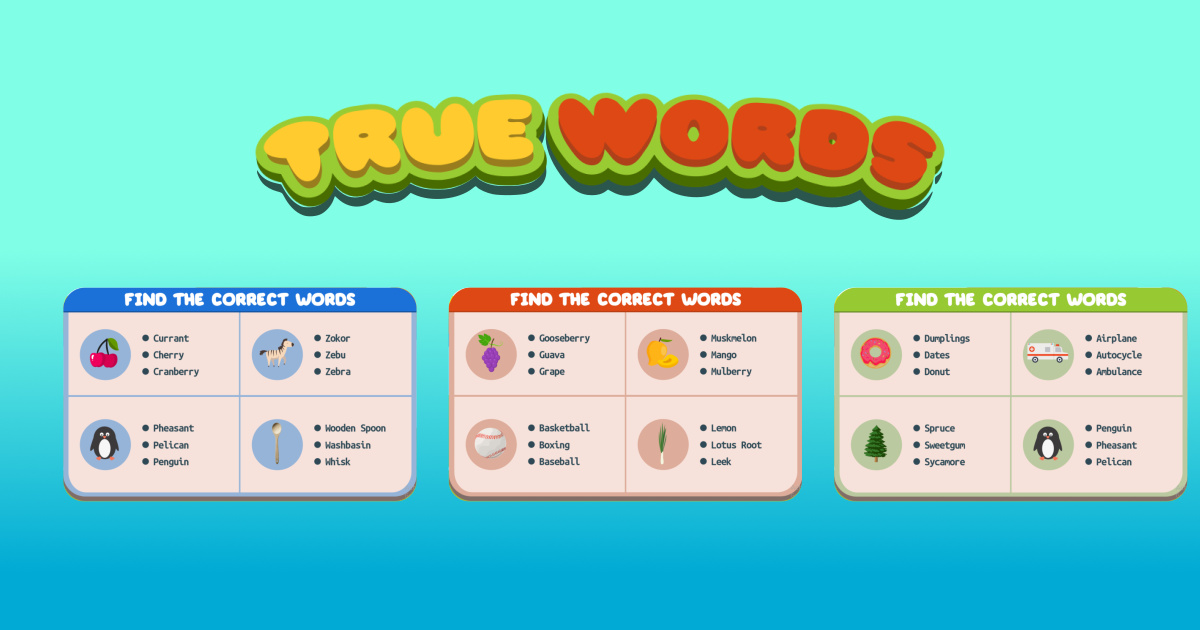 True Words Quiz | GameArter.com